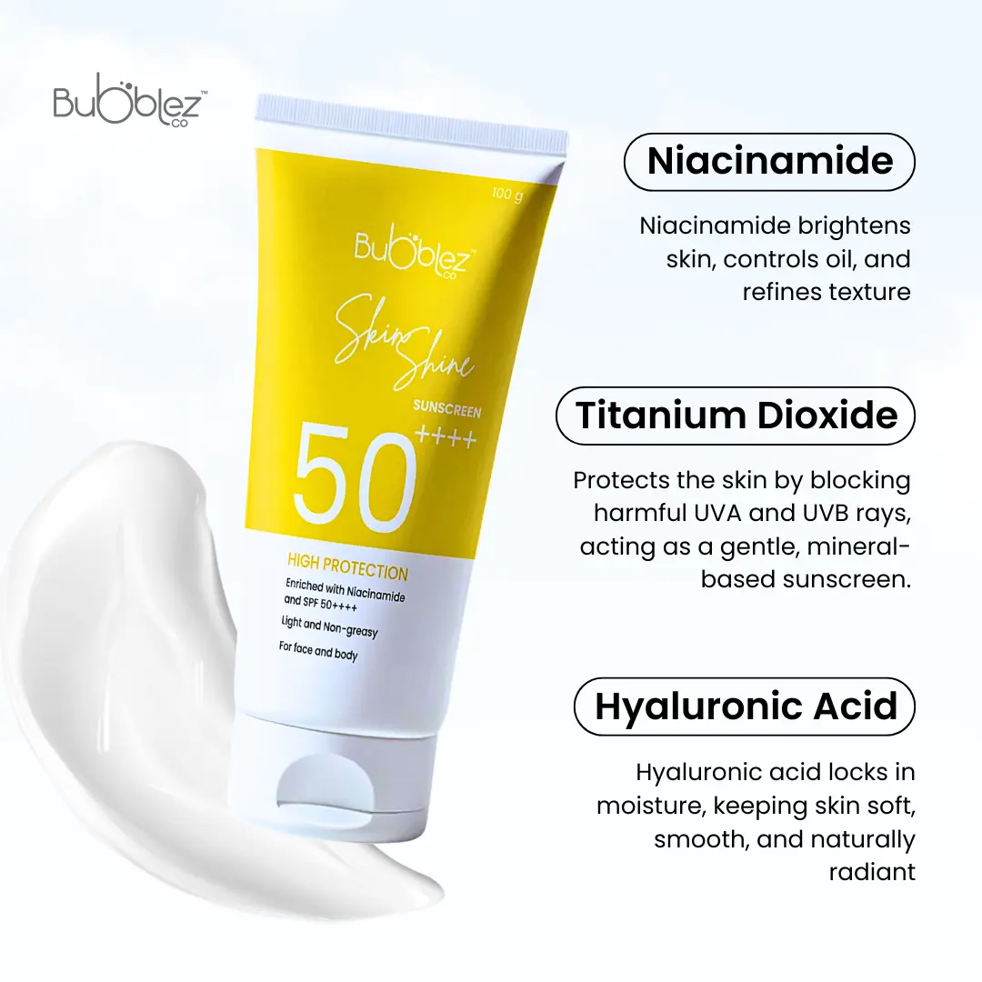 Sunscreen SPF 50++++ for Daily Use | Bubblez SkinShine Sunscreen ...